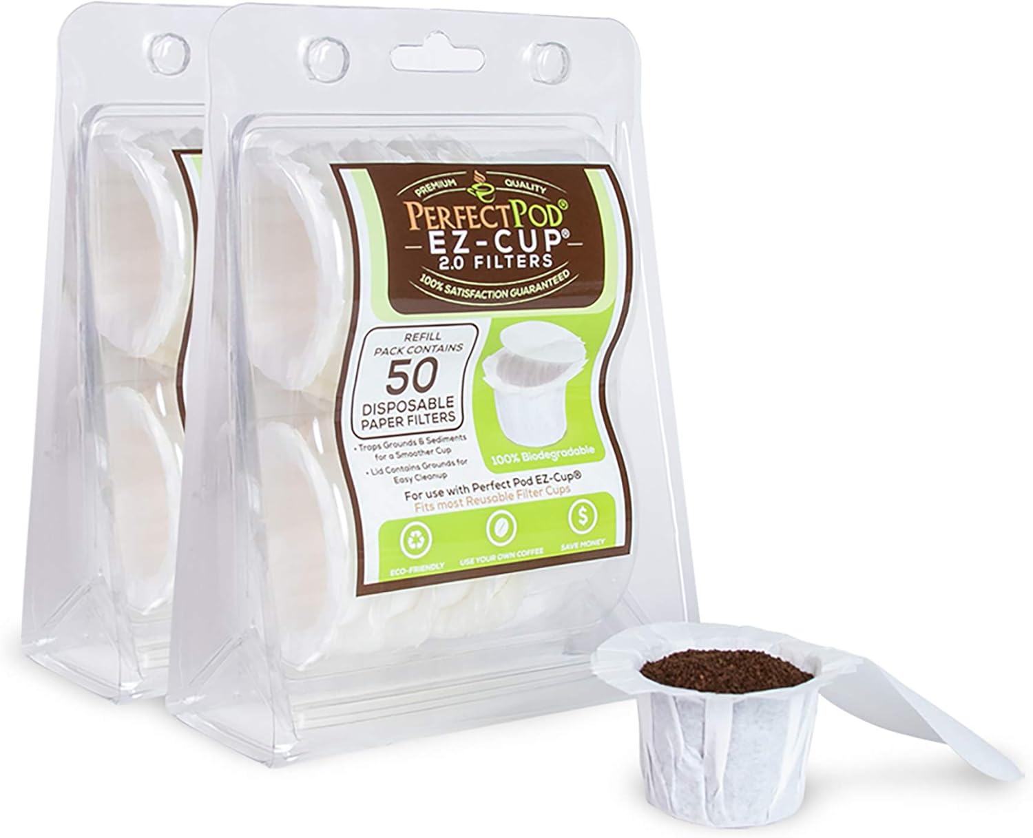 Perfect Pod EZ-Cup Disposable Paper Filters with Patented Lid Design f ...